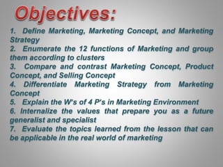 Lesson plan in Marketing: its Concepts and Functions | PPT