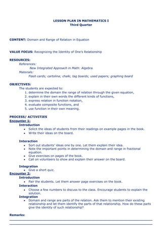 Lesson plan in math | DOCX