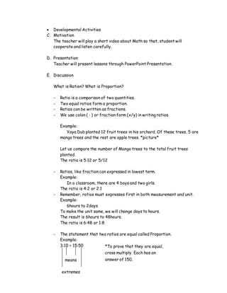 Lessonplan in math 6 ratio and proportion | DOCX