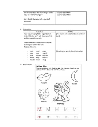 Lesson plan in preschool letter mm | DOCX