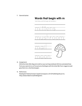Lesson plan in preschool letter mm | DOCX