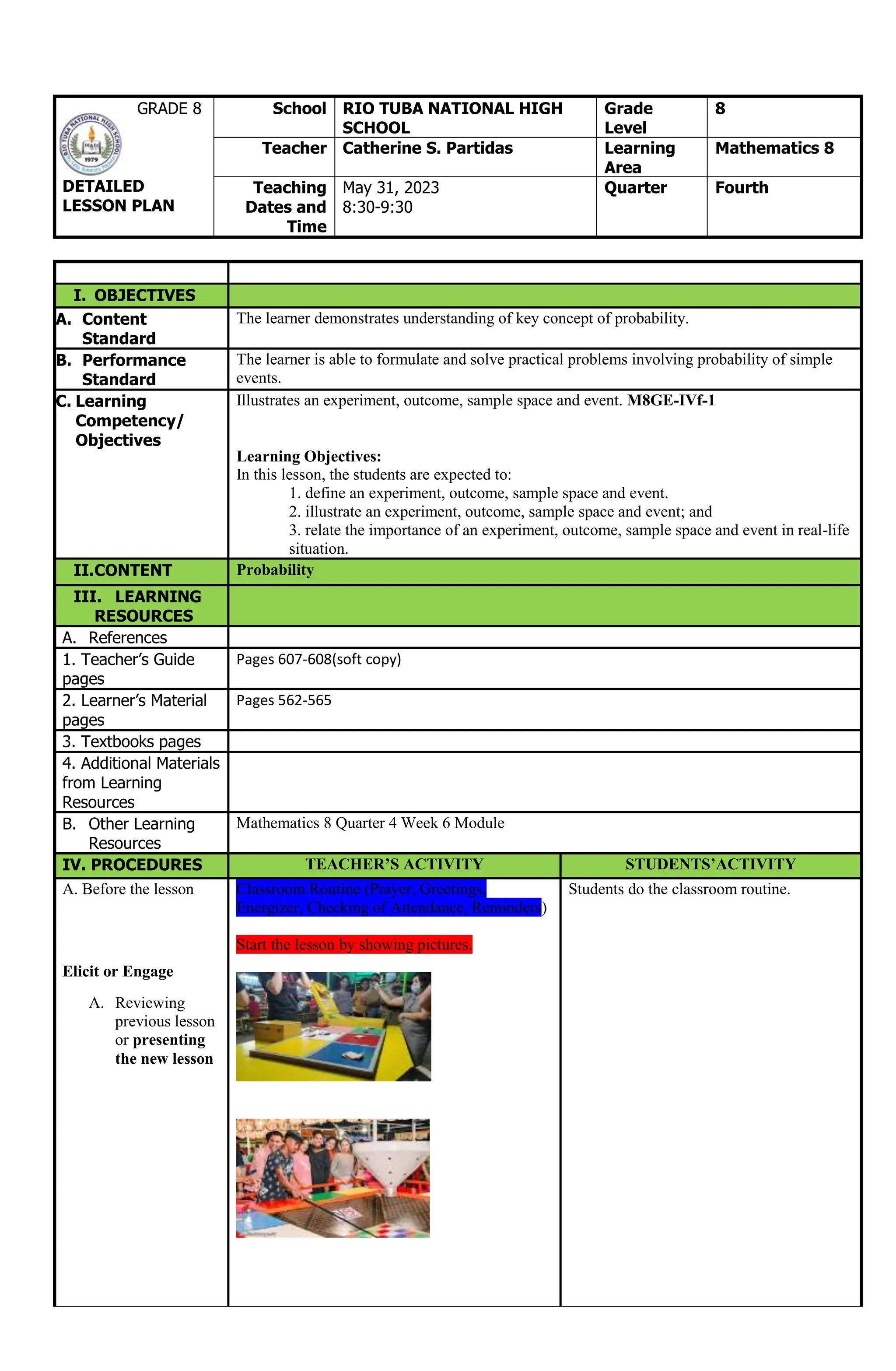 Lesson plan in Grade 8 Mathematics Probability Q4W6.docx