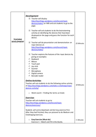 Lesson plan input devices | DOC