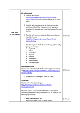 Lesson plan input devices | DOCX