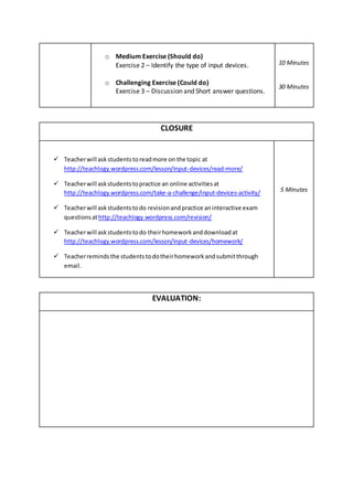 Lesson plan input devices | DOCX
