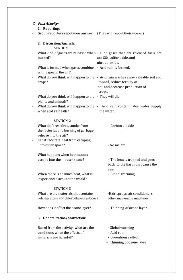 Lesson Plan in Science VI