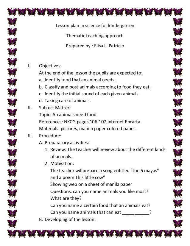 Lesson Plan In Science For Kindergarten Patricio Lesson Plan In Science For Kindergarten Patricio