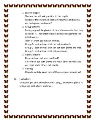 Lesson plan in science for kindergarten patricio | DOCX | Daycare and ...