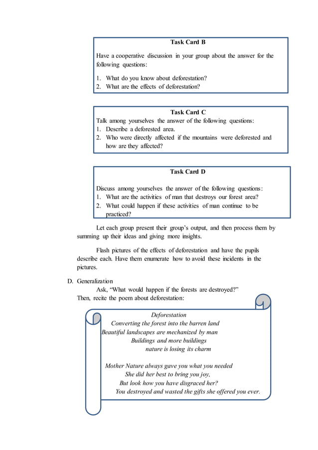 Lesson plan in science vi deforestation | DOCX