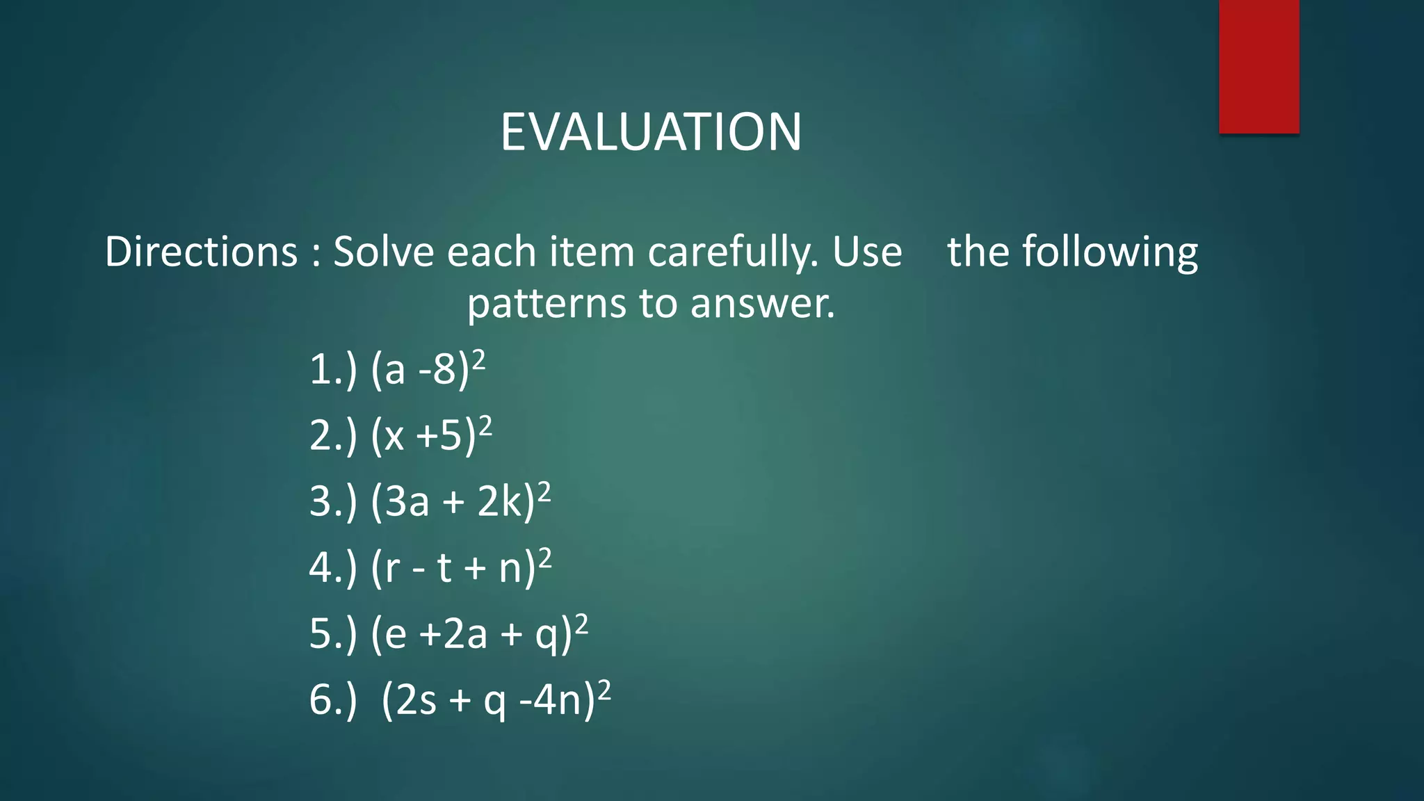 Special Product ( Binomial And Trinomial Squaring) | PPTX