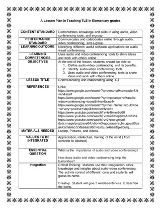 Lesson Plan in Teaching TLE in Elementary Grades | PDF