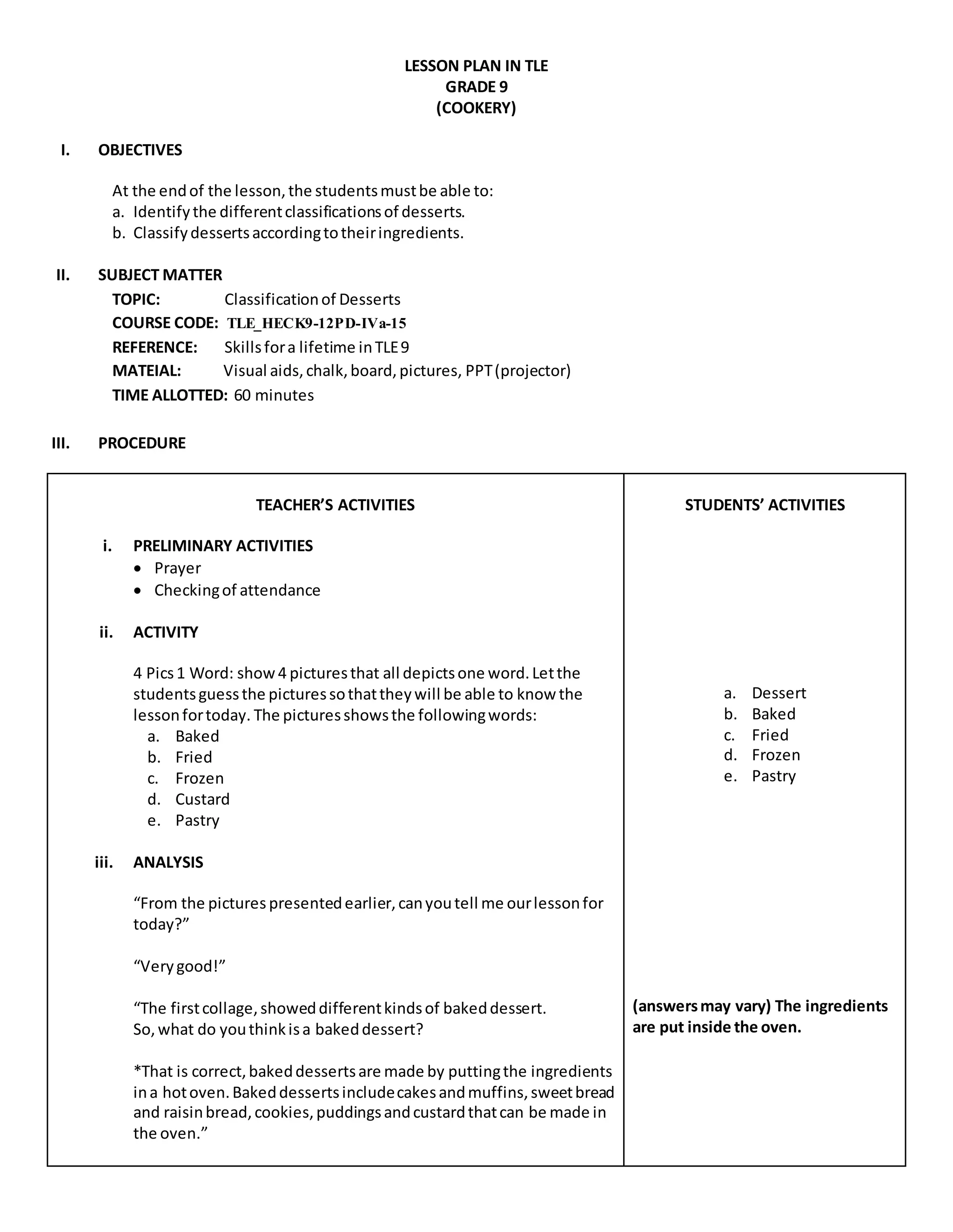 Lesson plan in tle | DOCX