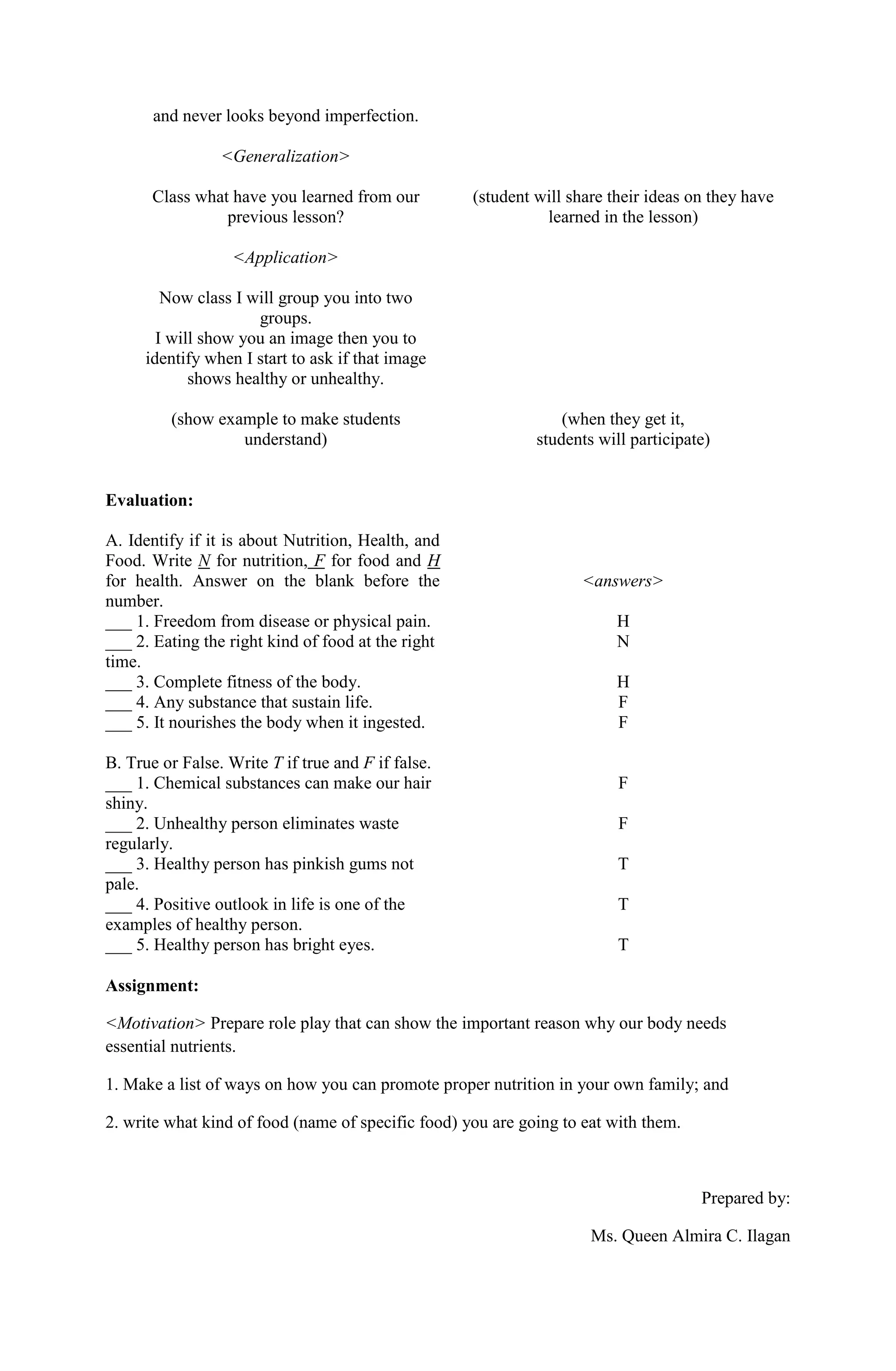 Lesson plan in TLE I (Grade 7) | DOCX