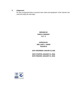 Lesson plan in tools and equippment grade 10 cookery | DOCX