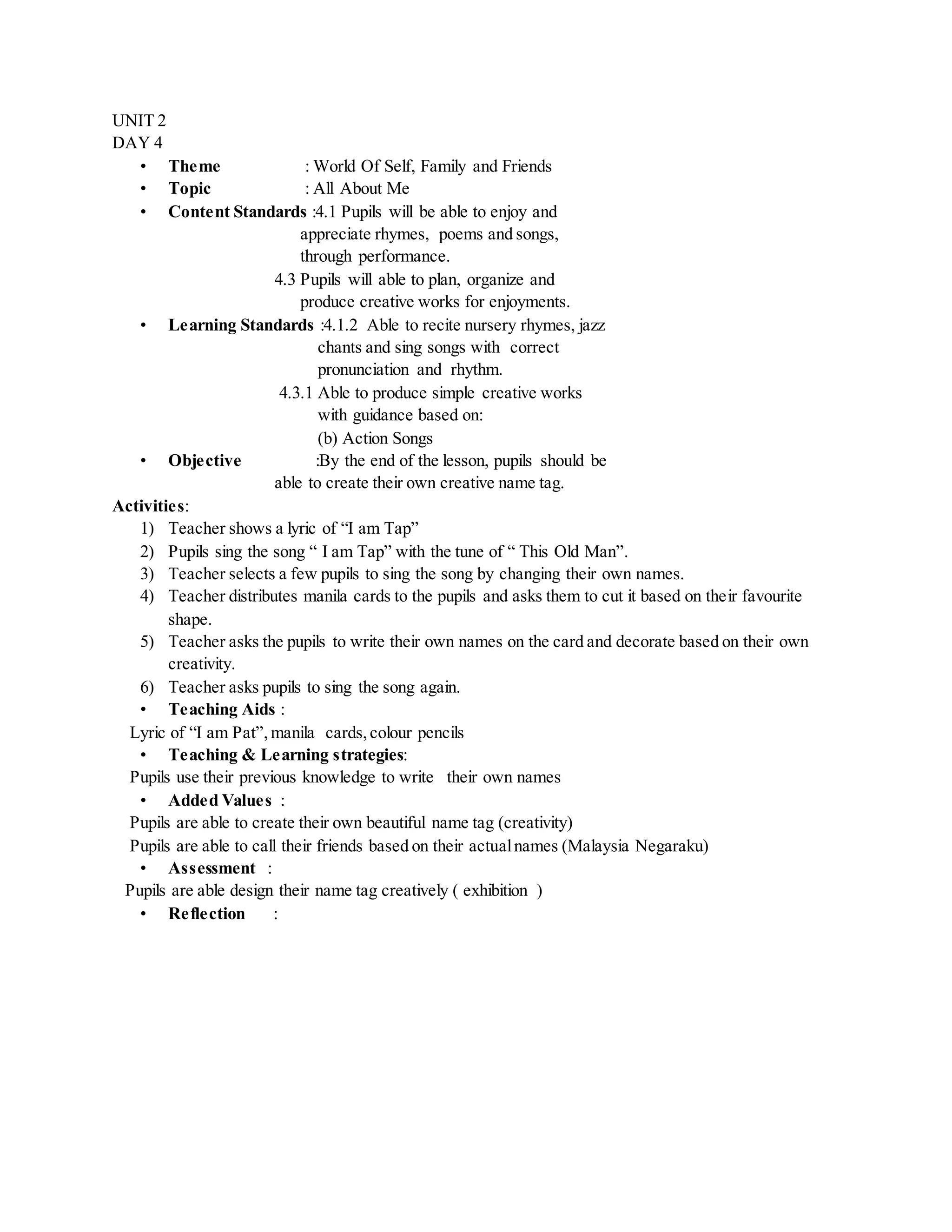 Lesson plan kssr_year1 | DOCX
