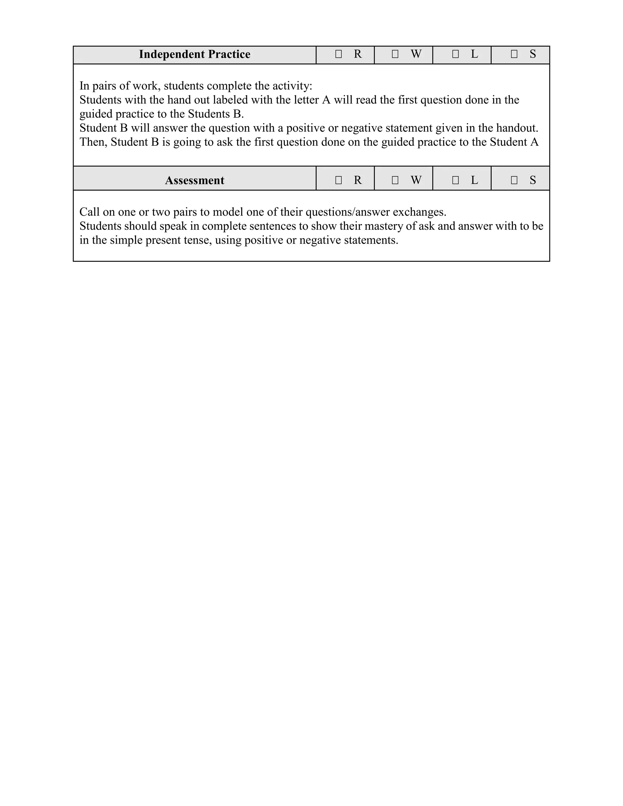 Lesson plan lesson 1. module 2.-warm up activity | PDF