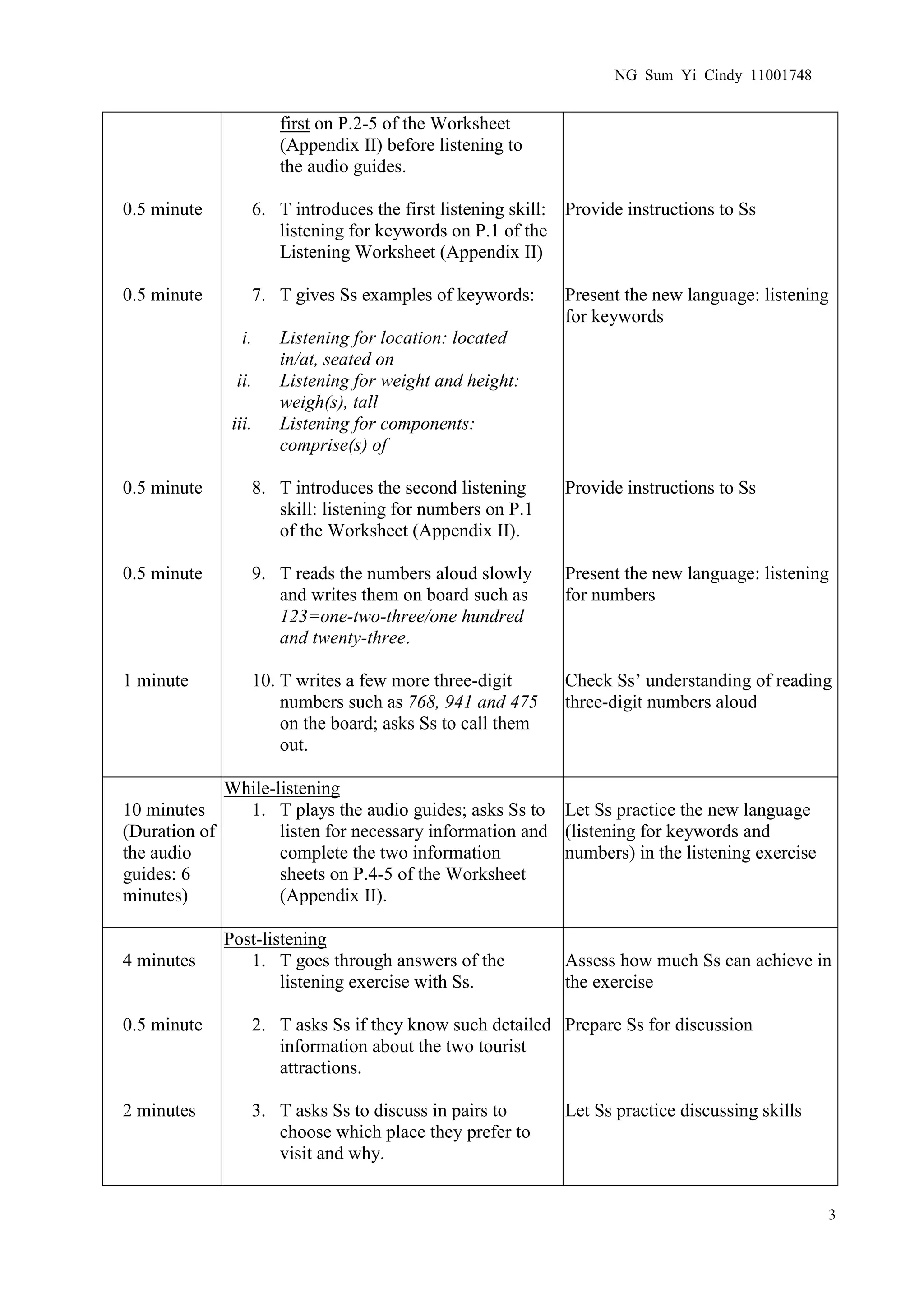 Lesson Plan Listening | DOCX