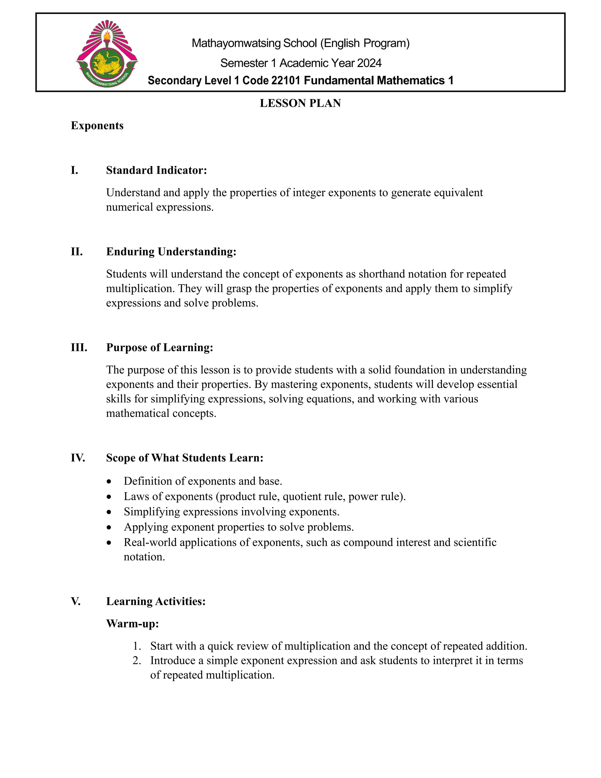 Lesson Plan M1 2024 Lesson Plan M1 2024 Lesson Plan M1 2024 Lesson Plan ...