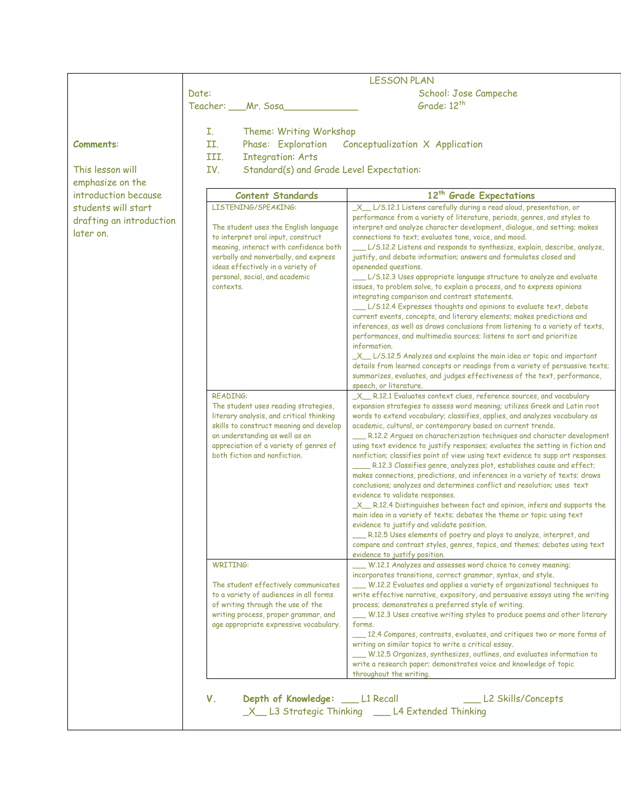 Lesson plan march 1 | DOCX