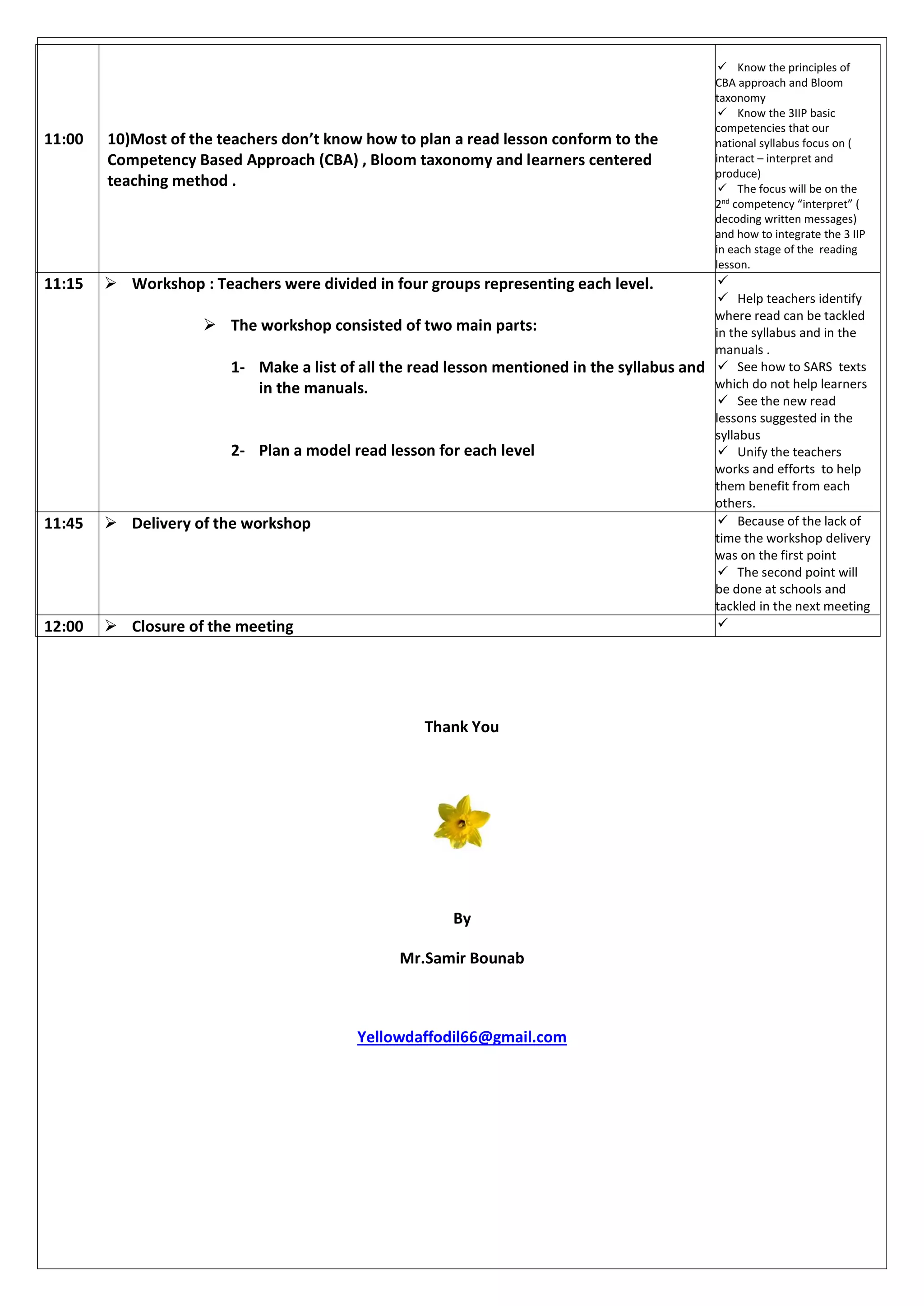 Lesson plan meeting and workshop & feed back february24th | PDF