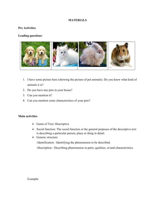 Lesson Plan for Writing Skill (descriptive) | DOCX | Homework and Study ...