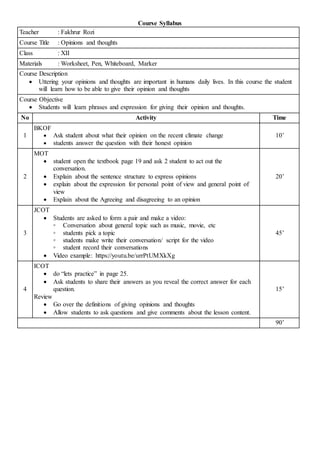 Course syllabus lesson plan 1 | DOCX