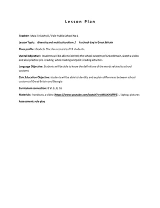 Lesson plan multiculturalism | DOCX