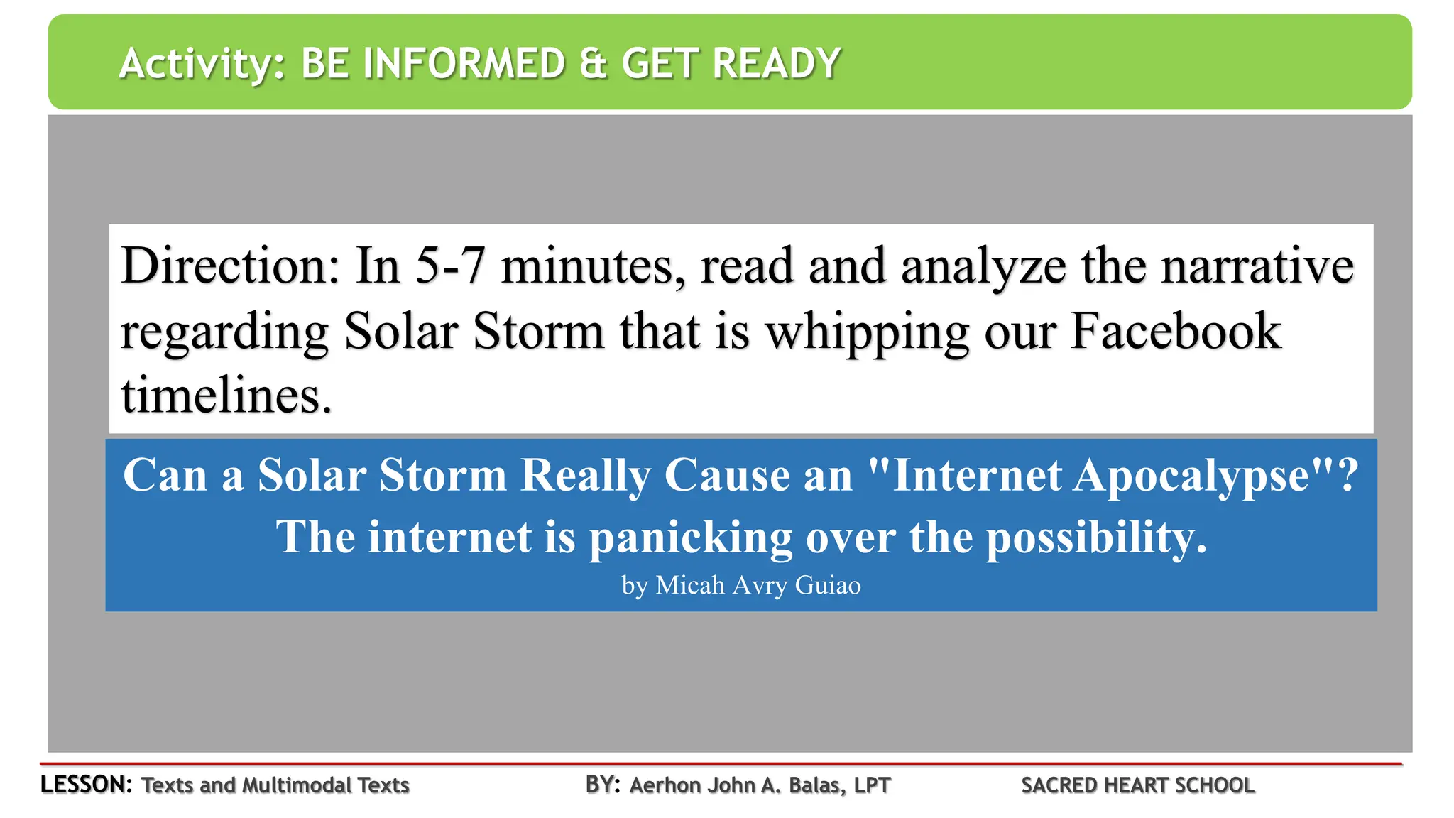 Lesson Plan Multimodal Text of Aerhon John Balas | PPTX