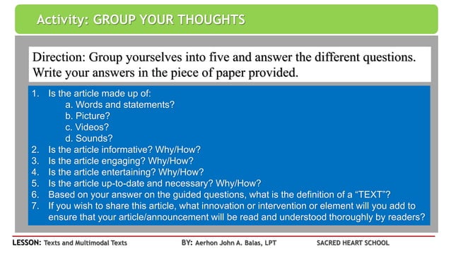 Lesson Plan Multimodal Text of Aerhon John Balas | PPTX