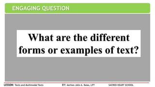 Lesson Plan Multimodal Text of Aerhon John Balas | PPTX