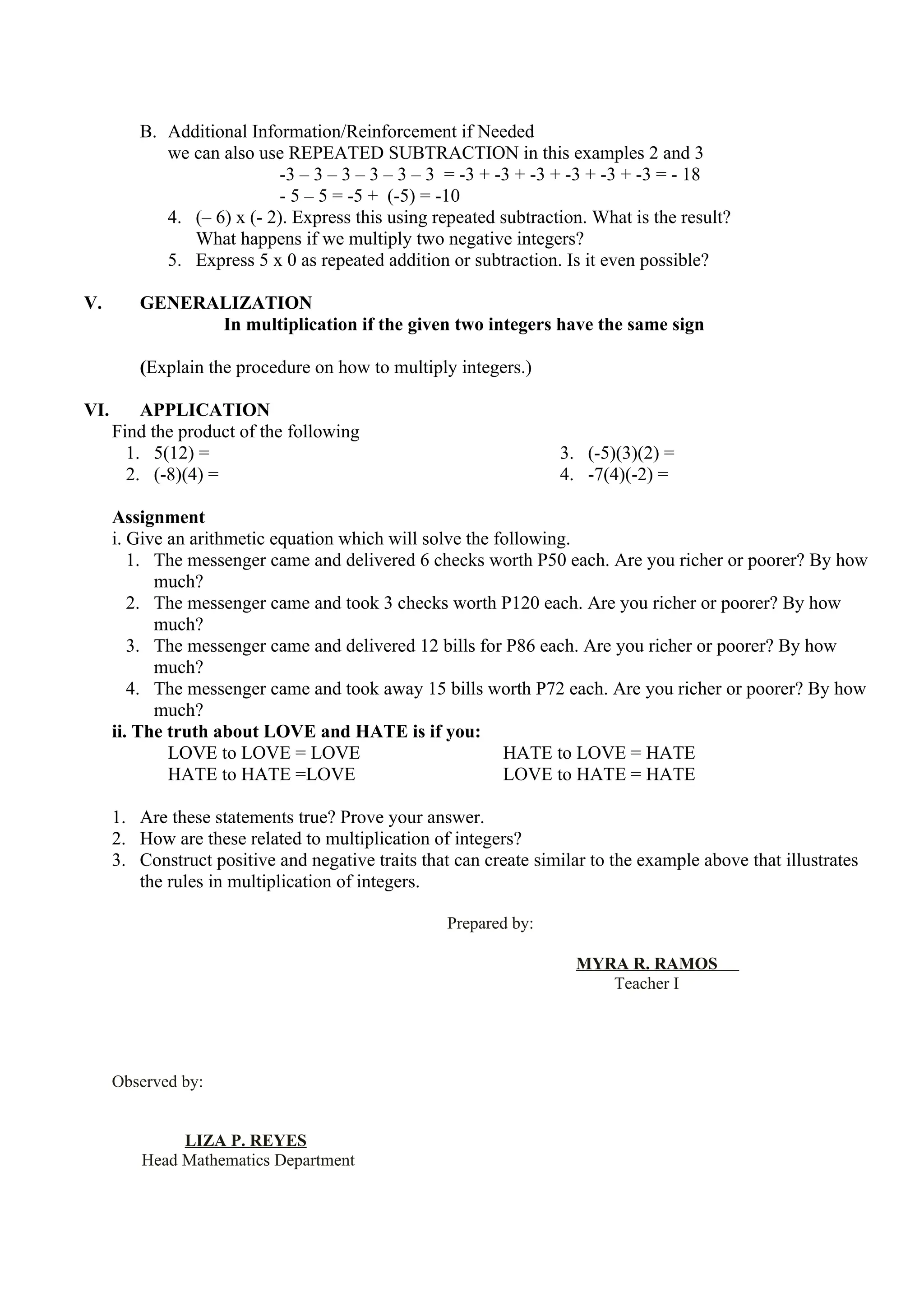 LESSON PLAN multiplication of integers.docx