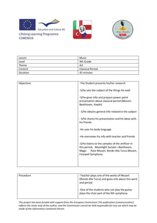 Lesson plan Music Turkey | DOCX