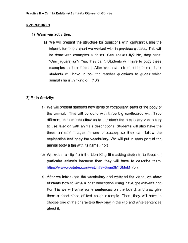 Lesson plan N° 4 | DOC | Education