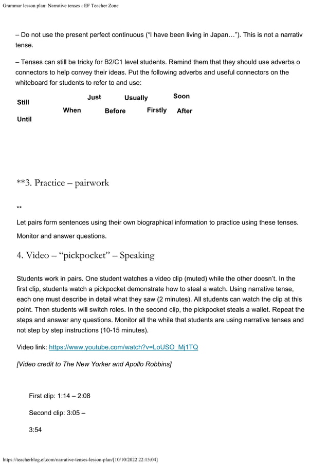 Lesson Plan Narrative Tenses EF Zone.pdf | Screenwriting | Content ...