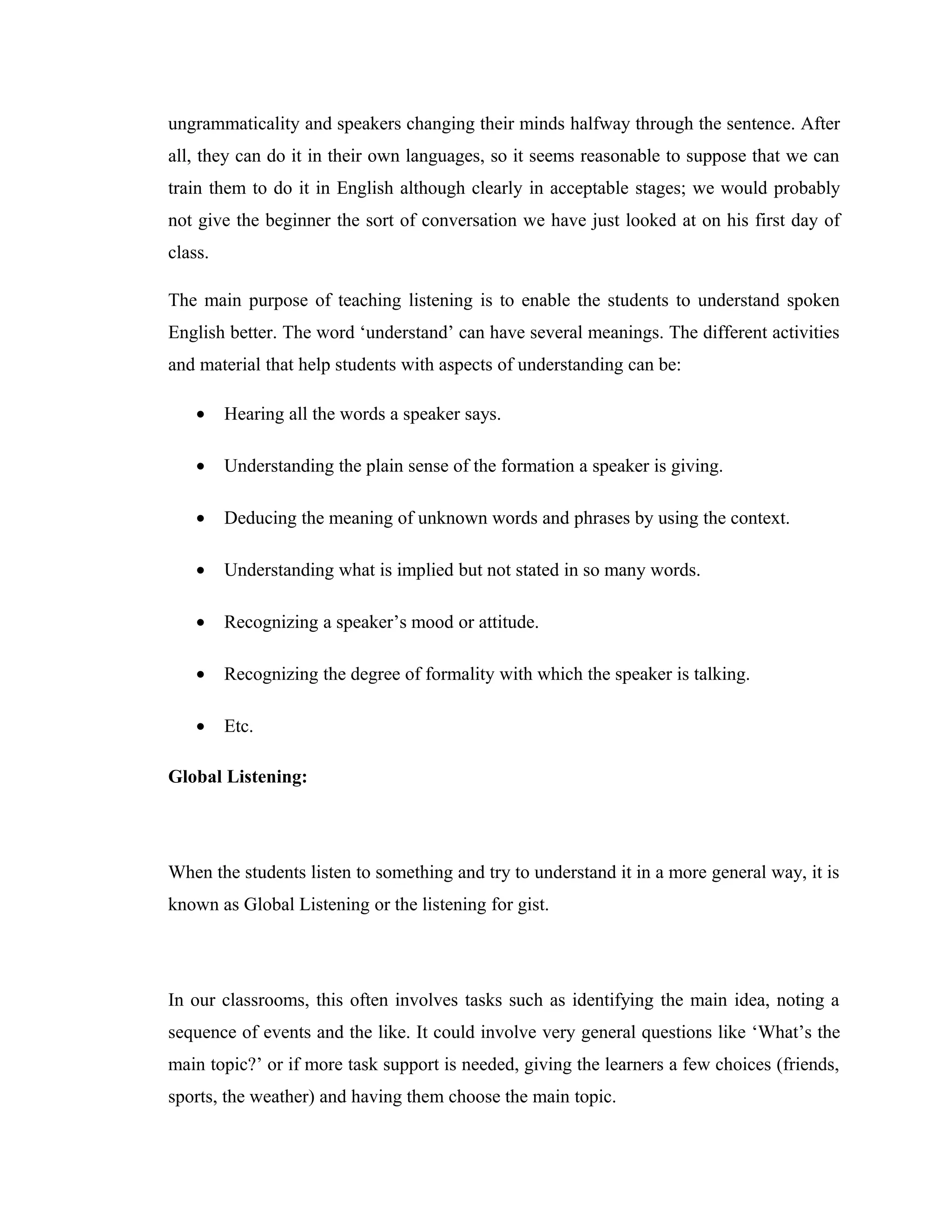 A LESSON PLAN ON LISTENING SKILLS | DOC