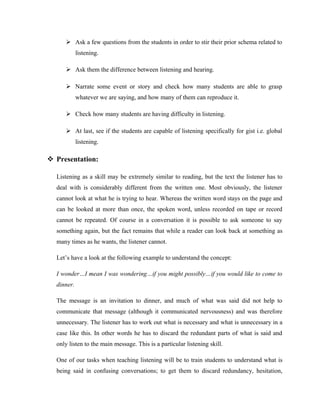 A LESSON PLAN ON LISTENING SKILLS | DOC