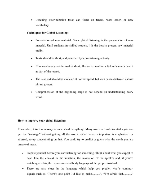 A LESSON PLAN ON LISTENING SKILLS | DOC