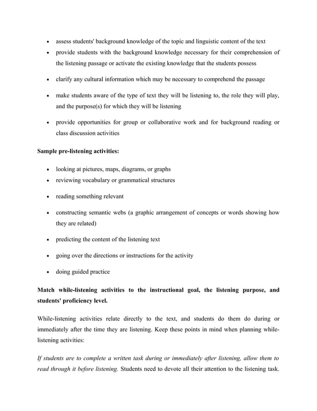 A LESSON PLAN ON LISTENING SKILLS | DOC
