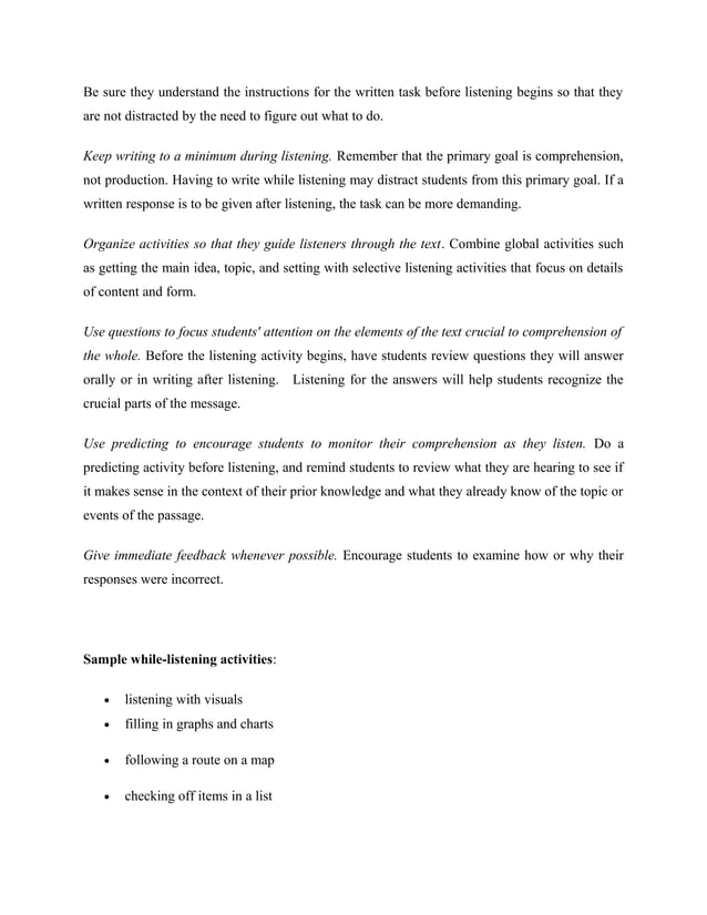 A LESSON PLAN ON LISTENING SKILLS | DOC