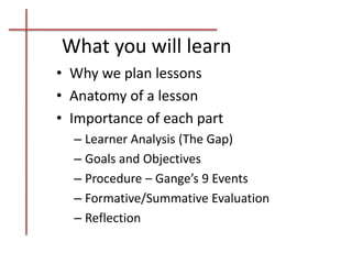 Lesson Planning - An Overview of the Importance | PPTX
