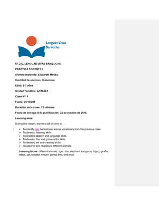 Lesson planning ciccarelli melisa- 25-10-2018 - p (2) | PDF