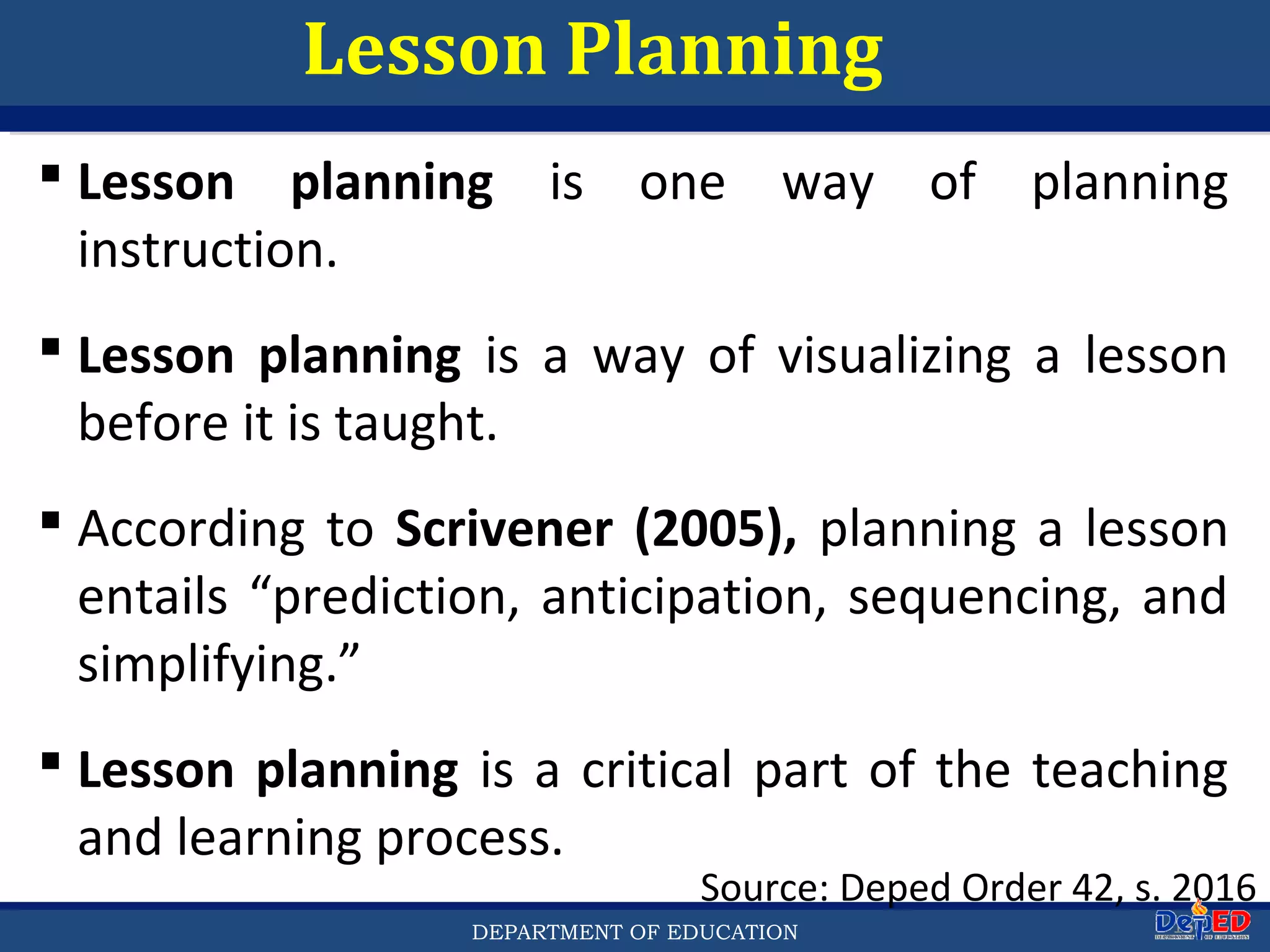 Lesson Planning for DepEd Teachers | PPT