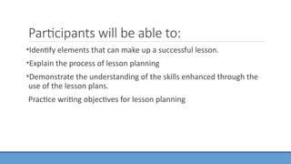 lesson planning early childhood education | PPTX
