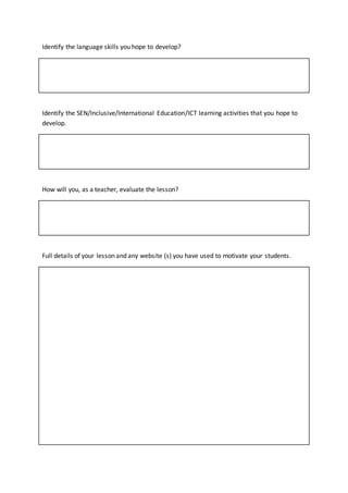 Lesson planning template ict sen and ded sept 2017 | PDF
