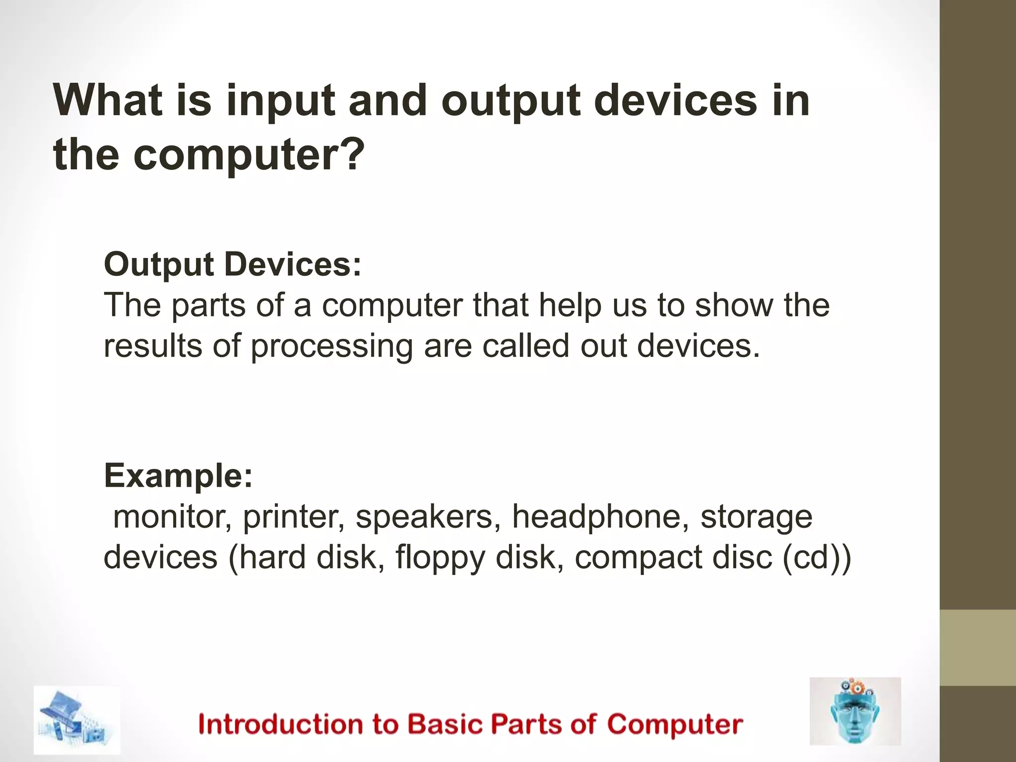 introduction to Basic parts of the computer | PPTX