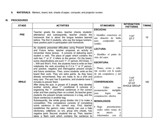 First Conditional - Lesson plan | DOCX | Secondary Education | Education