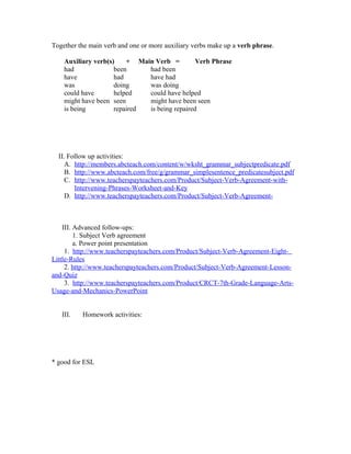 Lesson plan nouns and verbs | DOC