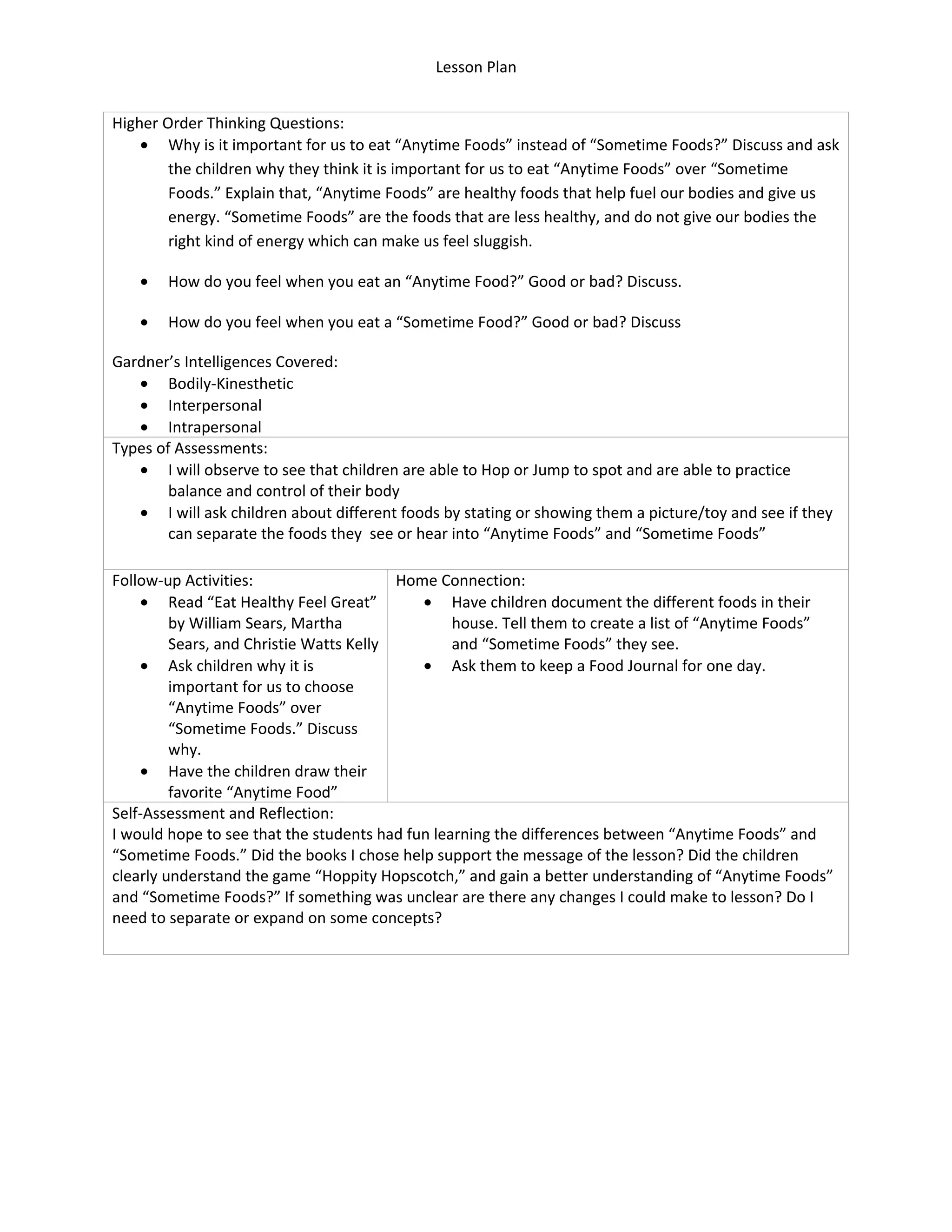 Lesson plan nutrition hoppity hopscotch | RTF