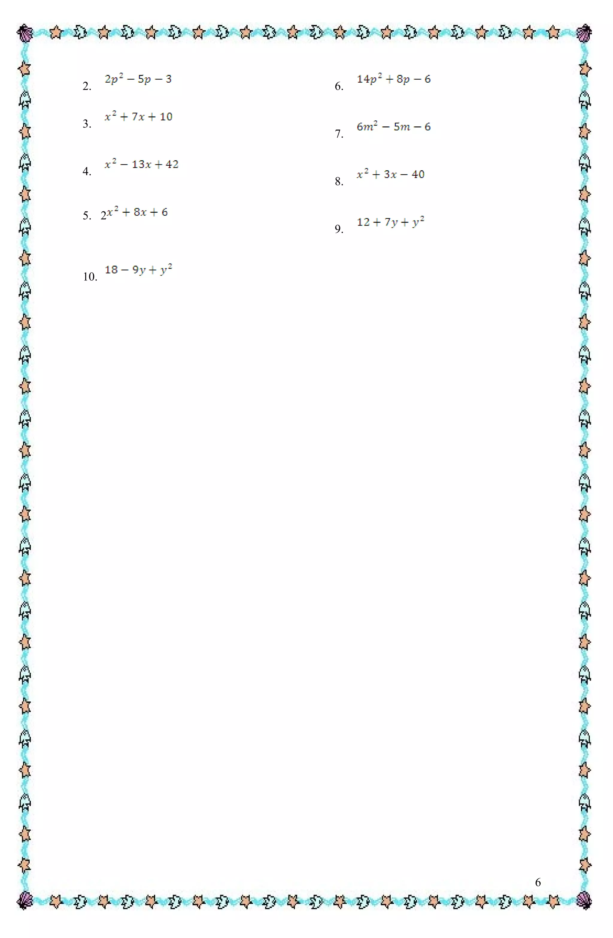 Lesson plan of algebraic factorization | DOC