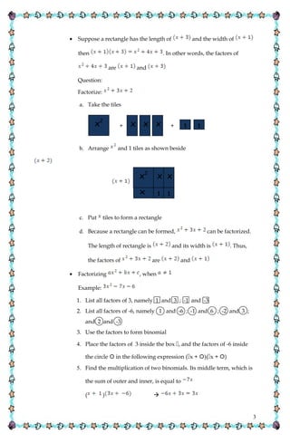 Lesson plan of algebraic factorization | DOC